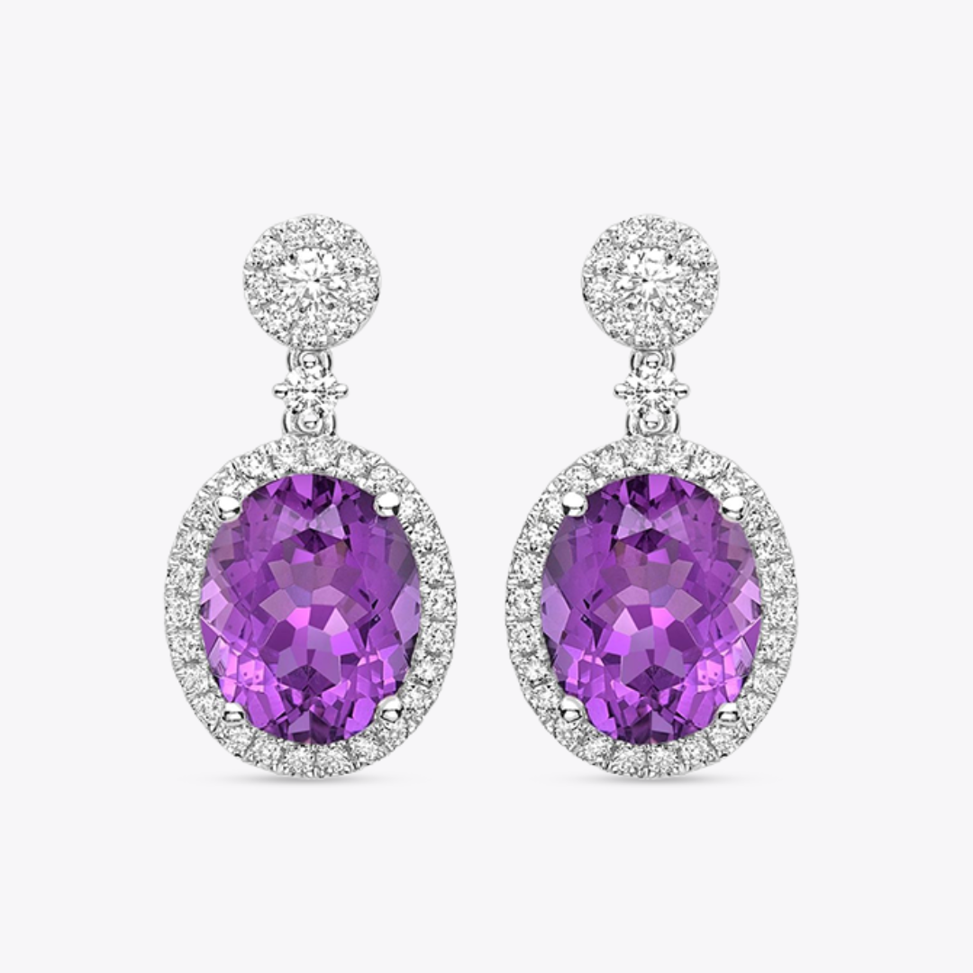 Amethyst and diamond earrings store