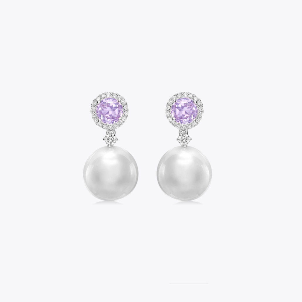 Pearl, Lavender Amethyst and Diamond Earrings – Kiki McDonough