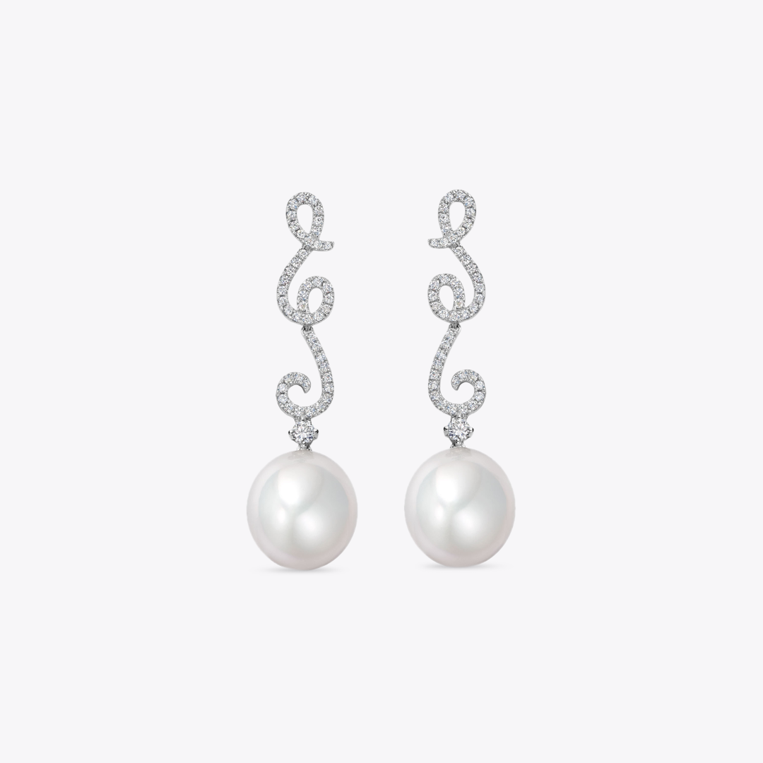 Pearl Round and Diamond Ribbon Earrings – Kiki McDonough