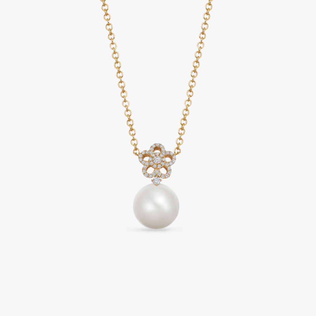 Pearl Round and Diamond Flower Necklace – Kiki McDonough